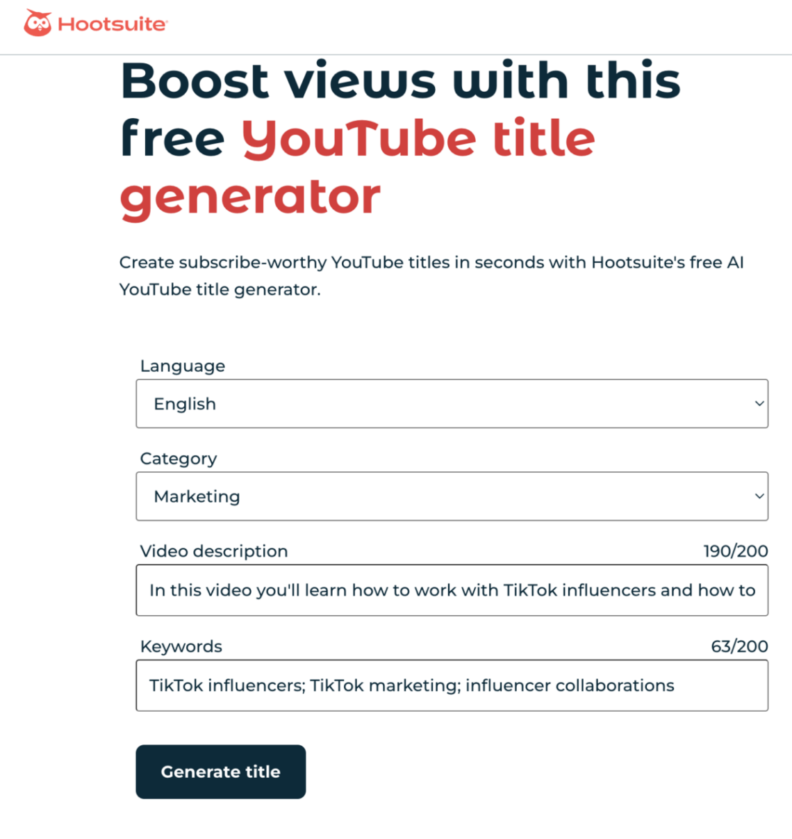 YouTube Title Generator [FREE] : Powered by AI